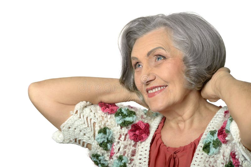 Portrait of a Thinking Elderly Woman Stock Photo - Image of comfort ...
