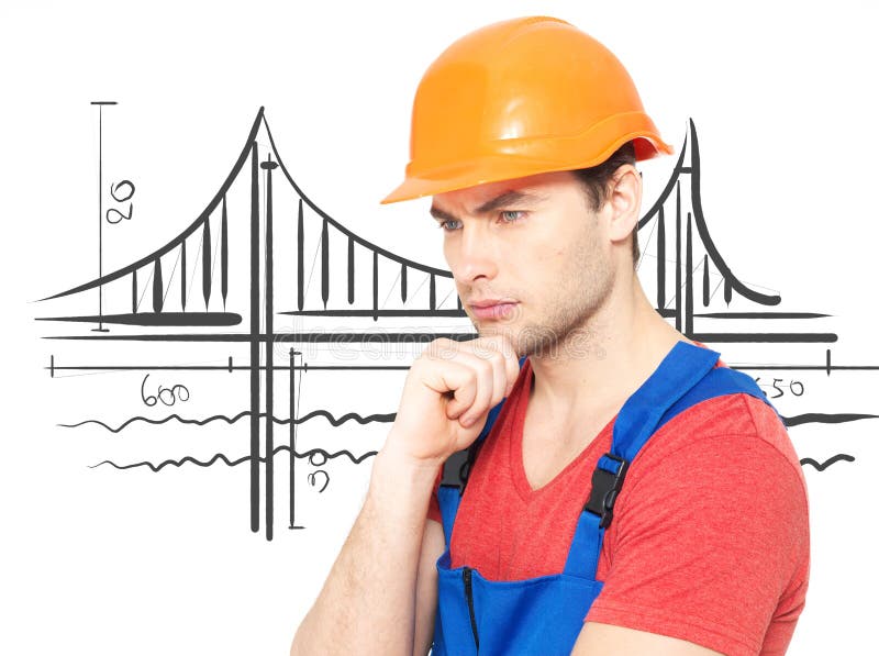 Portrait of Thinking Handyman Stock Image - Image of protective ...