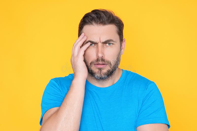 Portrait of Thinking Man with Confused Puzzled Face on Studio Isolated ...