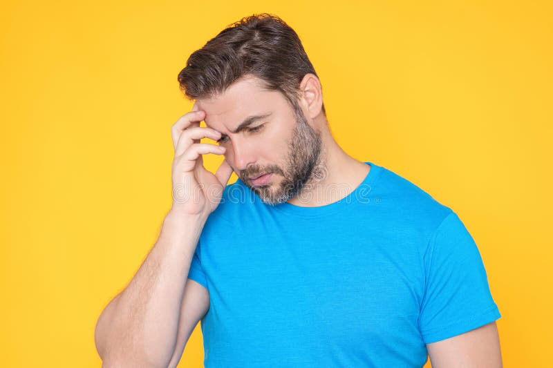 Surprised Man Thinking of Idea on Studio Background. Portrait of Man ...