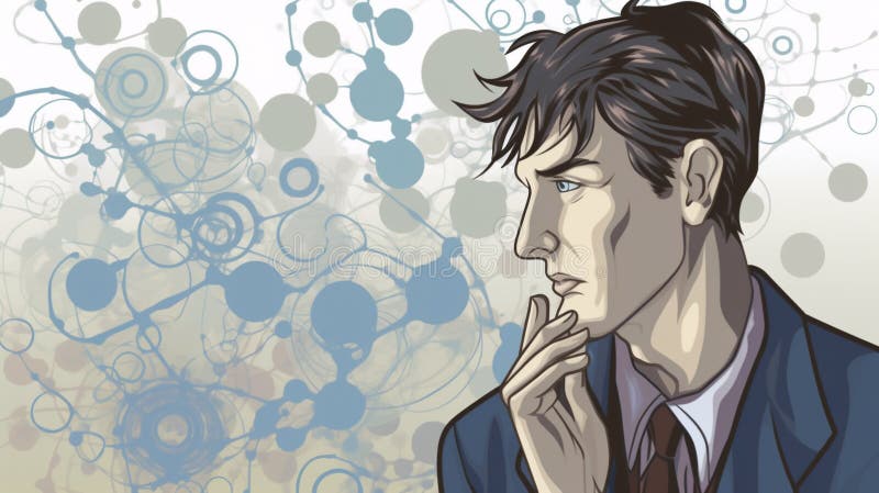 Portrait of a thinking man stock illustration. Illustration of drawing ...