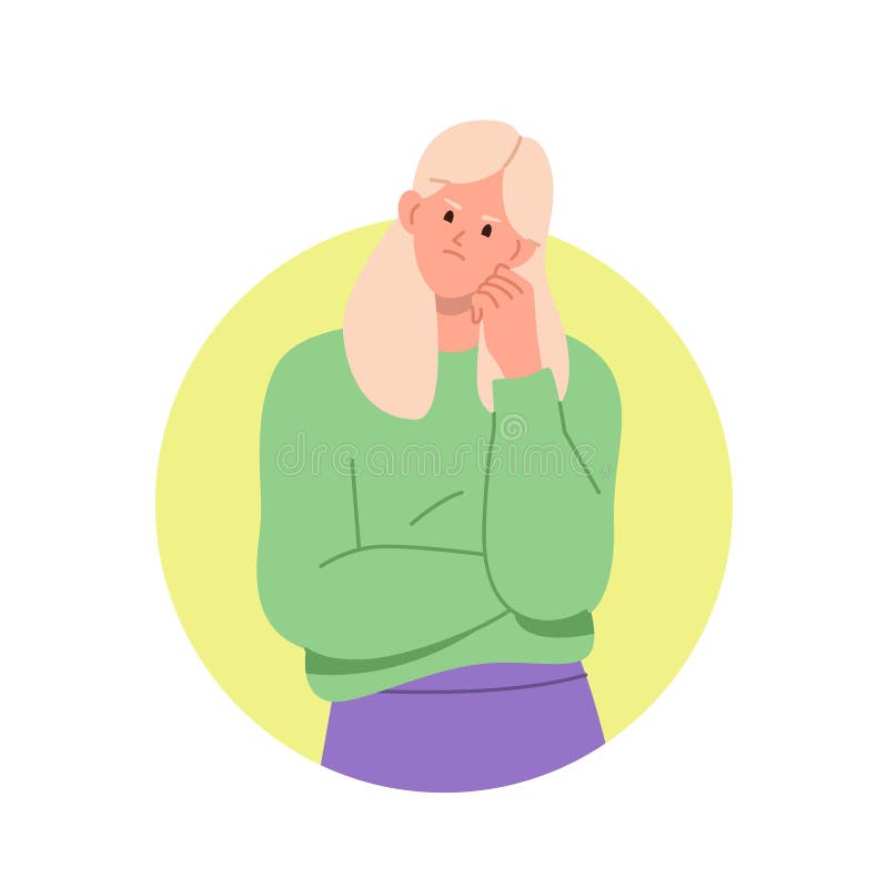 Portrait of Thinking Skeptical Woman Character Having Difficult Choice ...