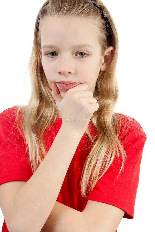 Portrait of Thinking Young Girl Stock Photo - Image of expressive ...