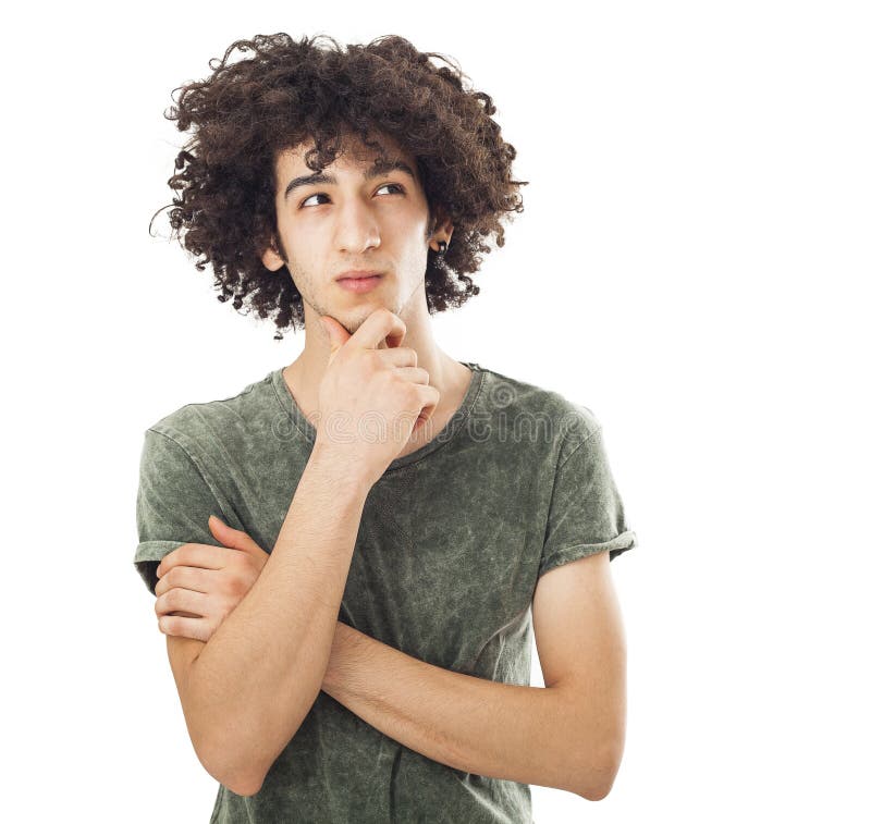 Portrait of Thinking Young Man Stock Image - Image of white, confusion ...