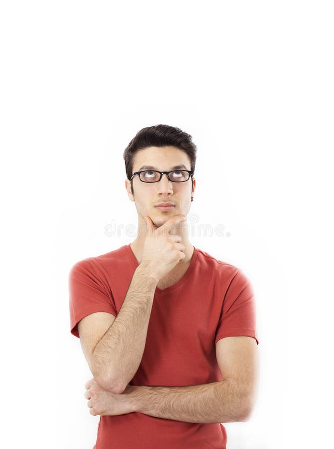 Portrait of Thinking Young Man Stock Photo - Image of male, portrait ...