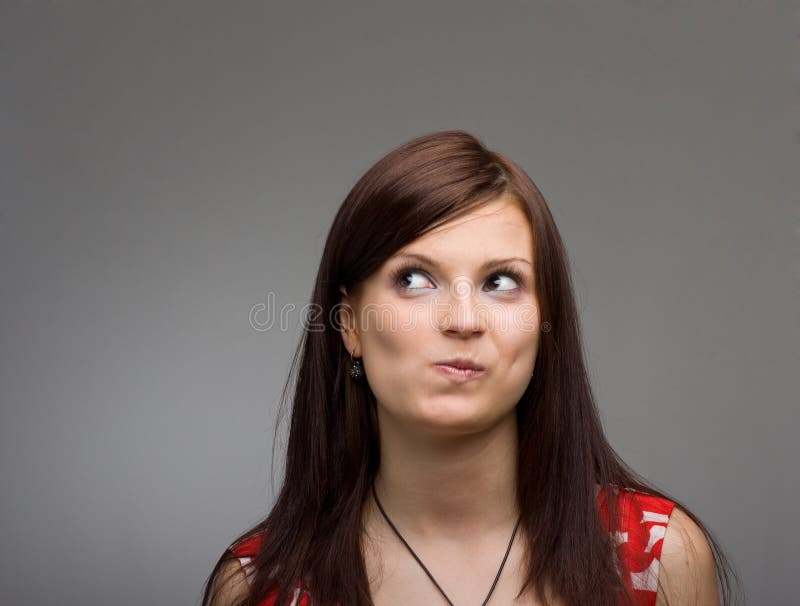Portrait of a Thinking Young Woman Stock Image - Image of modern, think ...