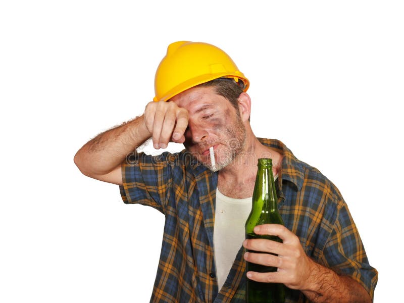 Portrait of Thirsty Tired and Exhausted Constructor Worker or Builder ...