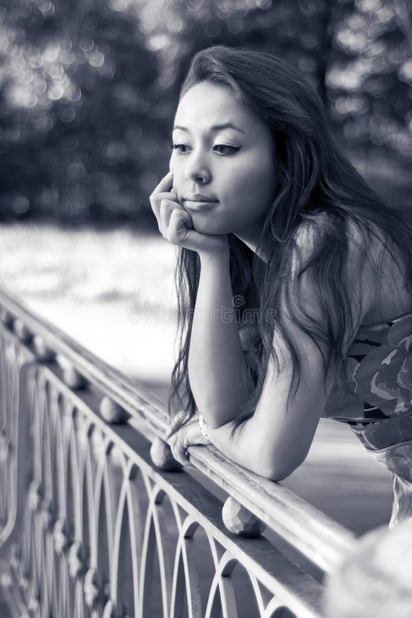 Portrait of Thoughtful Girl Stock Image - Image of alone, classy: 18882455