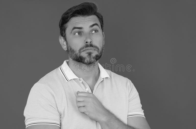 Portrait of Thoughtful Guy Making Choice. Handsome Man Thinking on ...