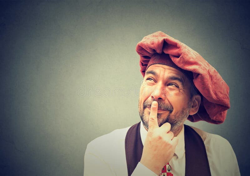 Portrait of a Thoughtful Mature Man Looking Up Wondering Stock Photo ...