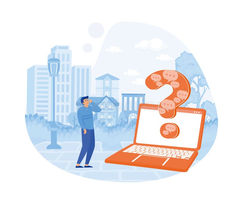 Portrait of Thoughtful People. Thinking or Solving Problem Stock Vector ...