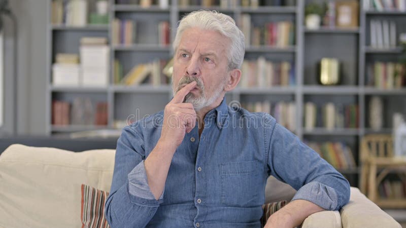 Portrait of Thoughtful Senior Old Man Thinking Stock Image - Image of ...