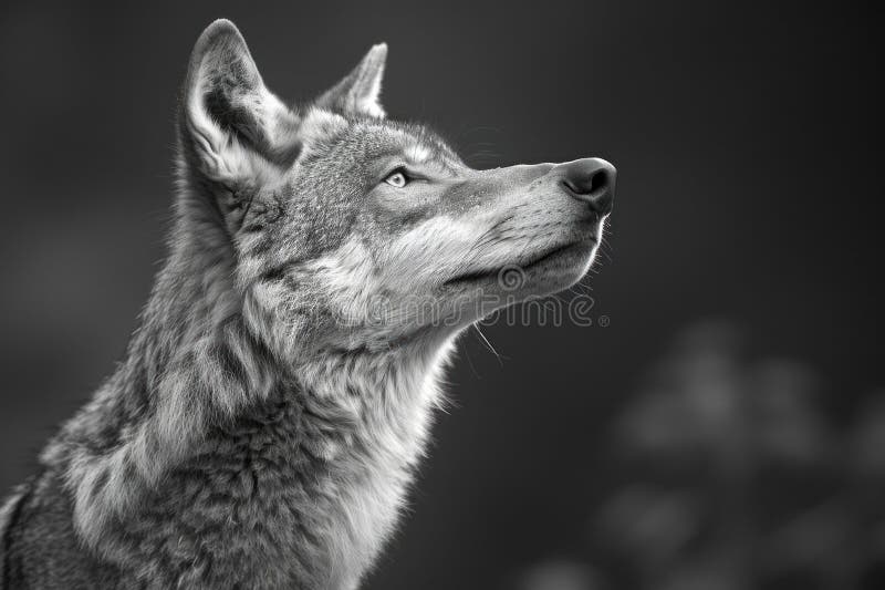Portrait of a Thoughtful Wolf in Monochrome. Stock Photo - Image of ...