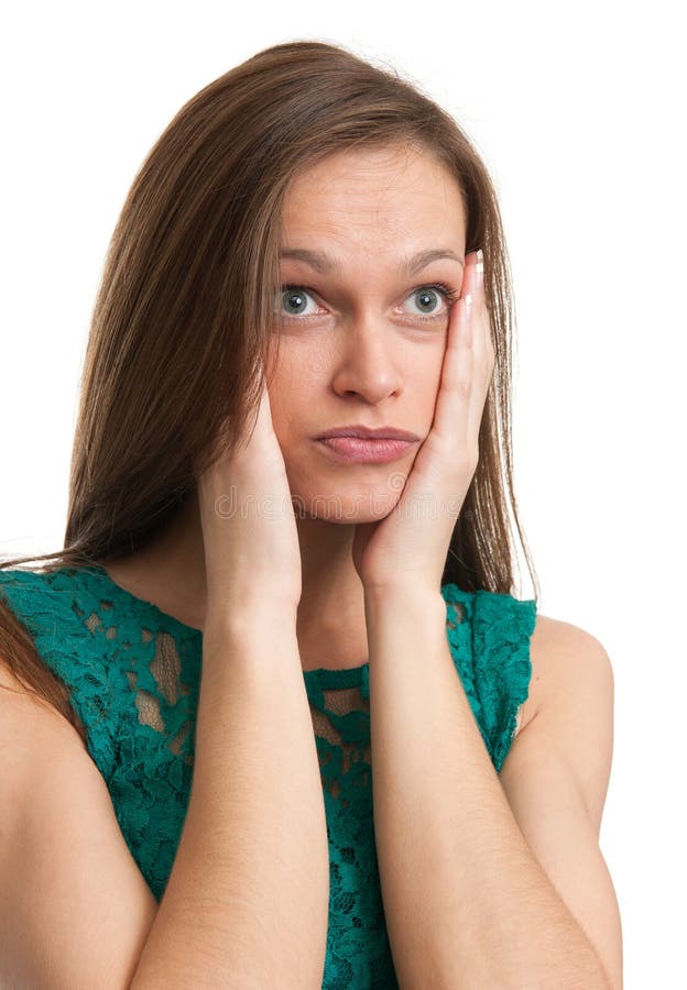 Portrait of Thoughtful Young Woman Stock Photo - Image of isolated ... Portrait of Thoughtful Young Woman Stock Photo - Image of isolated ...