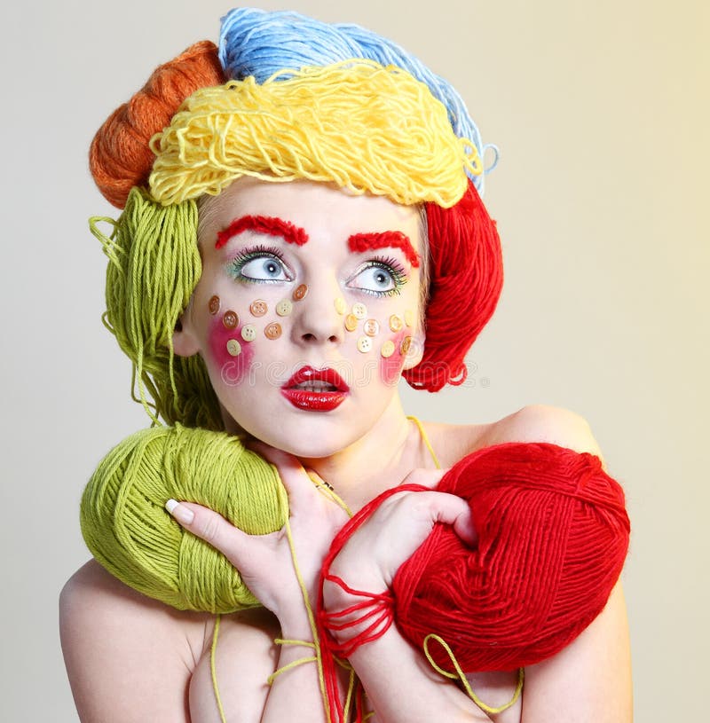 Portrait with Threads and Buttons Stock Photo - Image of style, hair ...