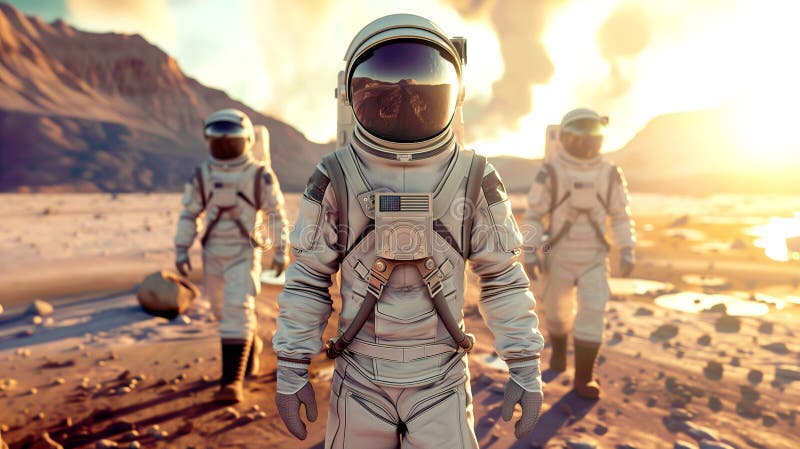 An Astronaut Standing on Mars during Sunset. Generative AI. Stock ...