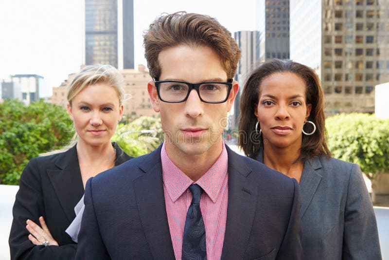 Portrait of Three Business Colleagues Outside Office Stock Image ...