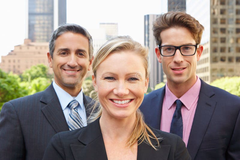 Portrait of Three Business Colleagues Outside Offi Stock Image - Image ...