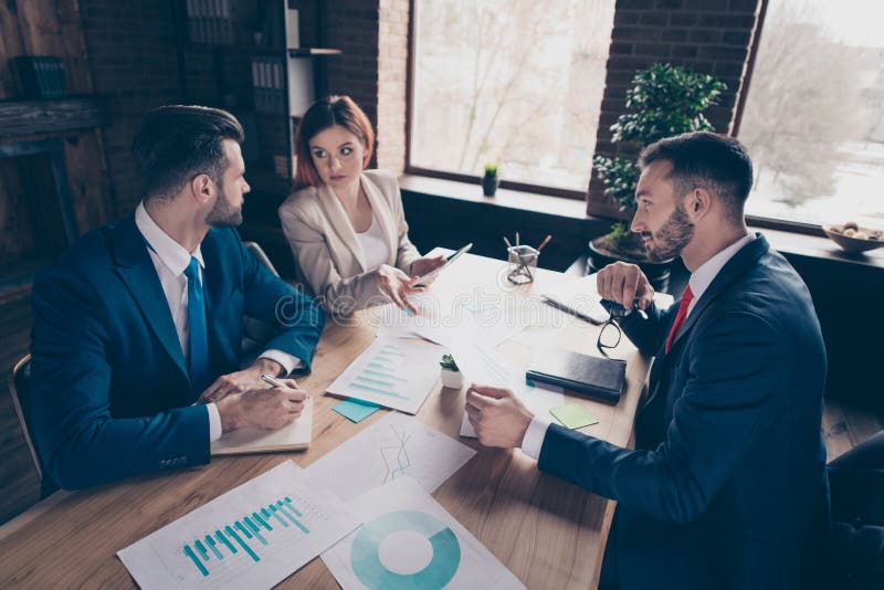 Portrait of Three Chic Classy Elegant Stylish Serious Confident ...