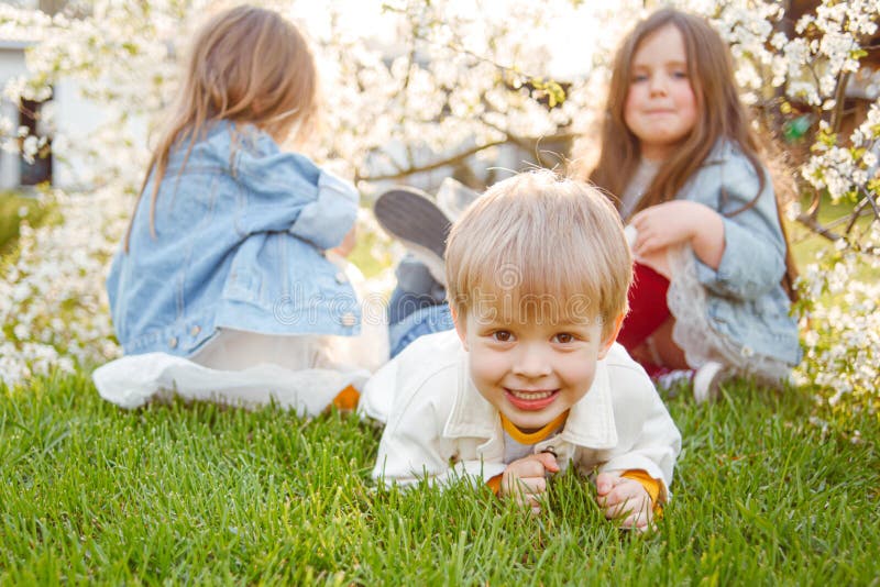 Portrait of Two Children in the Spring Stock Photo - Image of beautiful ...