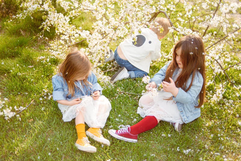 Portrait of Two Children in the Spring Stock Photo - Image of beautiful ...