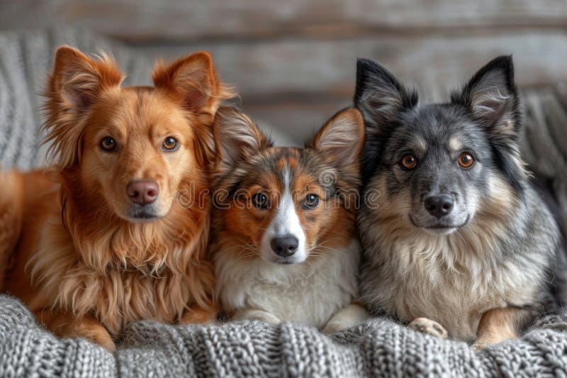Portrait of Three Dogs in the Interior Stock Photo - Image of mammal ...