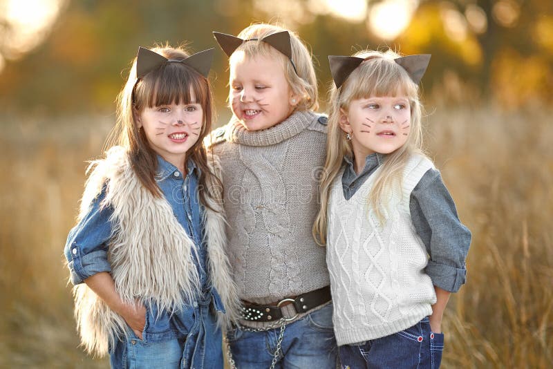 Portrait of Three Girls Girlfriends Stock Image - Image of happy ...