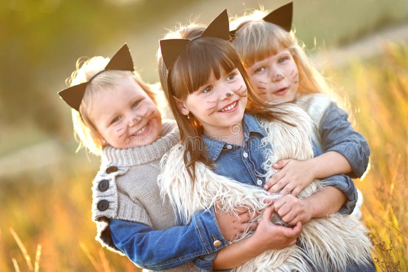 Portrait of Three Girlfriends Stock Image - Image of girl, holidays ...