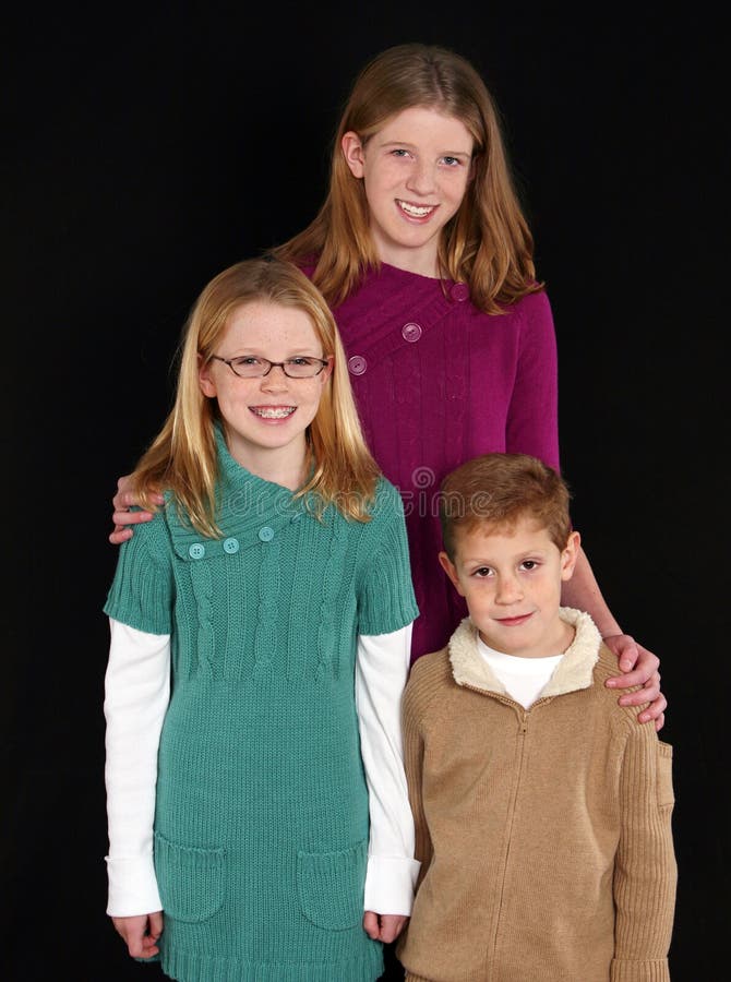 Portrait of three kids stock image. Image of female, blond - 14482301