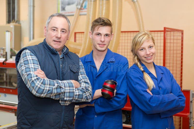 Portrait Three Manual Workers in Row Stock Image - Image of adult ...