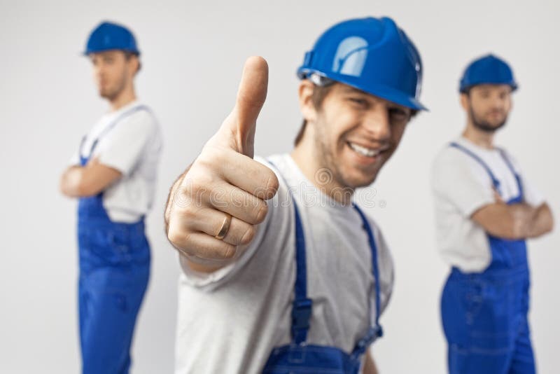 Portrait of Three Optimistic Guys Stock Image - Image of isolate ...