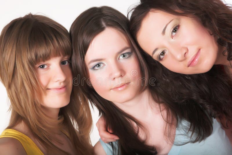 Three Girl Friends Together Smiling Stock Image - Image of looking ...