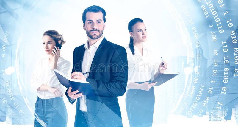 Three Young Managers in City Stock Image - Image of leadership ...