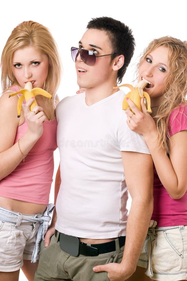 Portrait of Three Young People. Isolated Stock Photo - Image of female ...