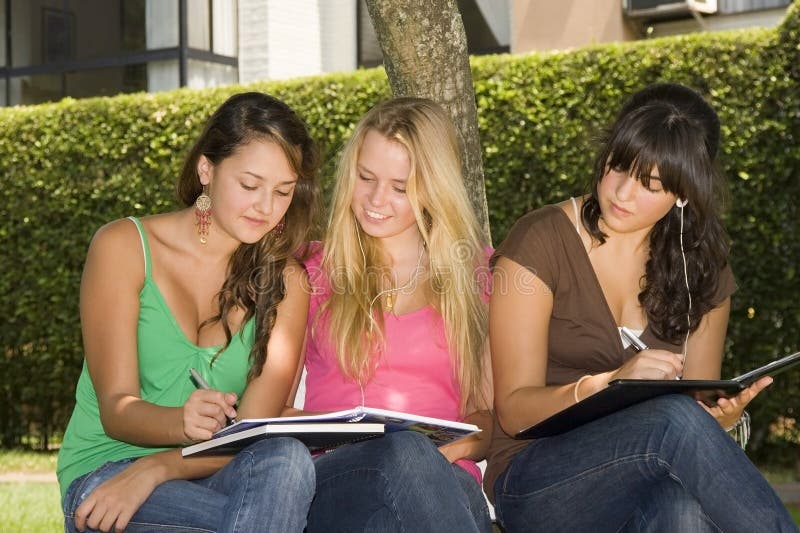 Group of Female University Students on Stairs Stock Image - Image of ...