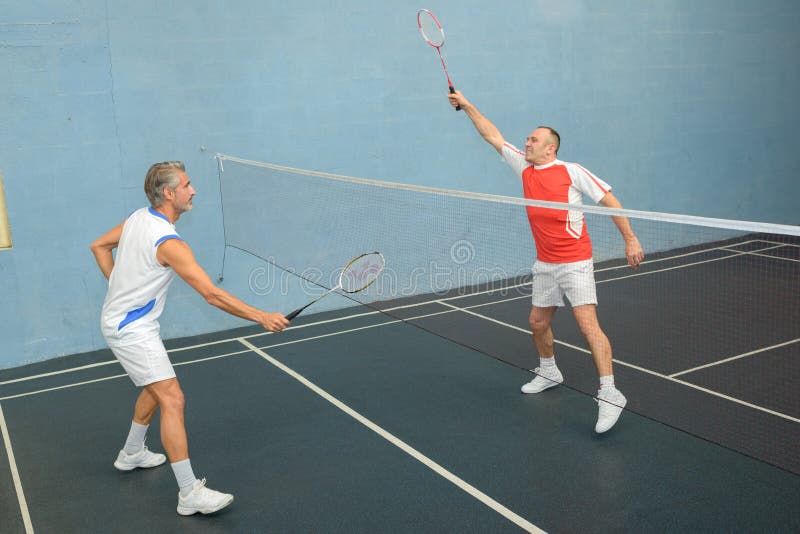 Portrait Thrilling Badminton Game Stock Photo - Image of score, string ...