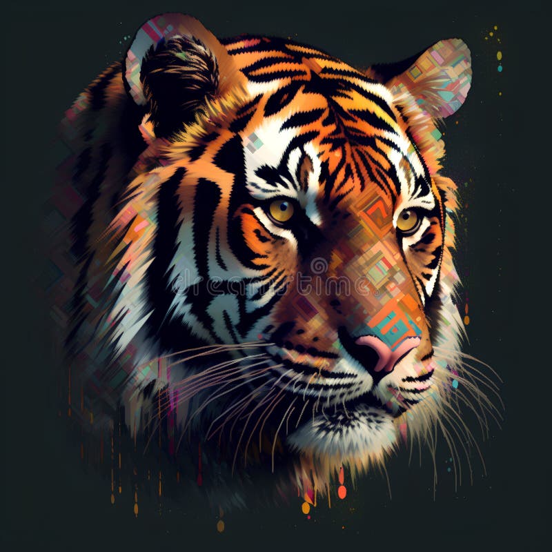 Portrait of a Tiger with Abstract Colorful Background. Vector ...