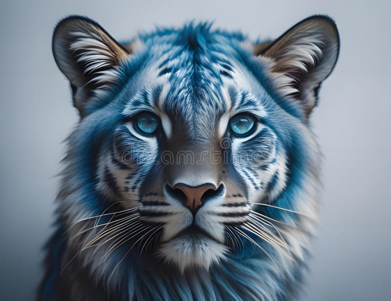 Portrait of a Tiger with Blue Eyes. Generative Ai Stock Illustration ...