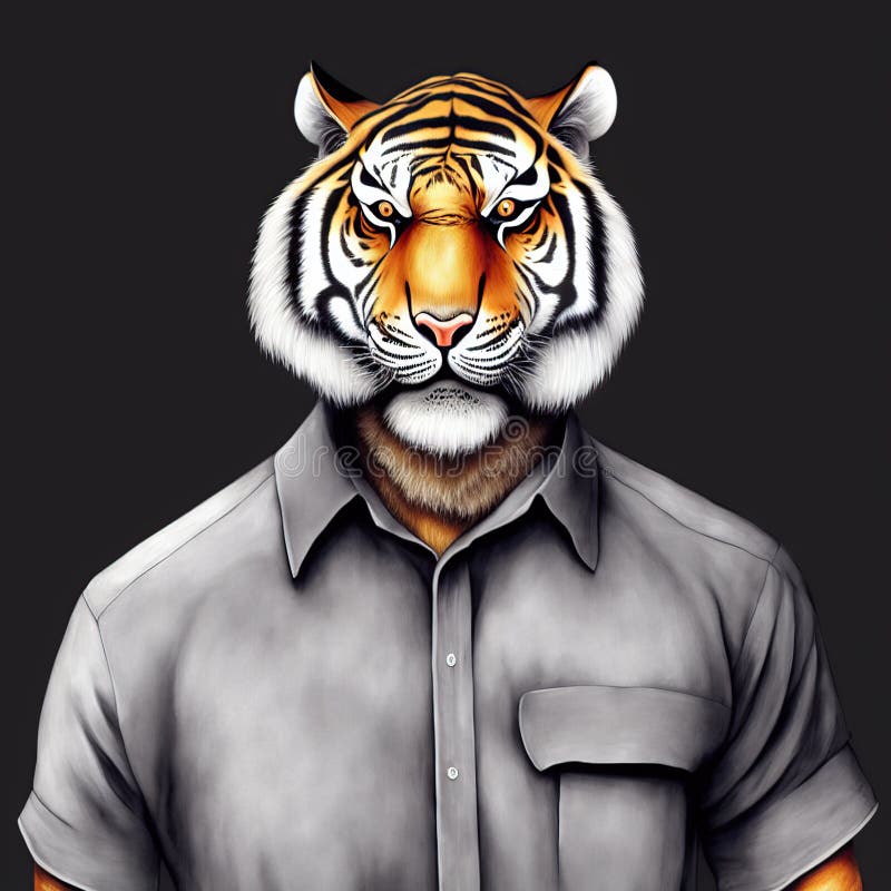 Portrait of a Tiger Man. Anthropomorphic Tiger Stock Illustration ...