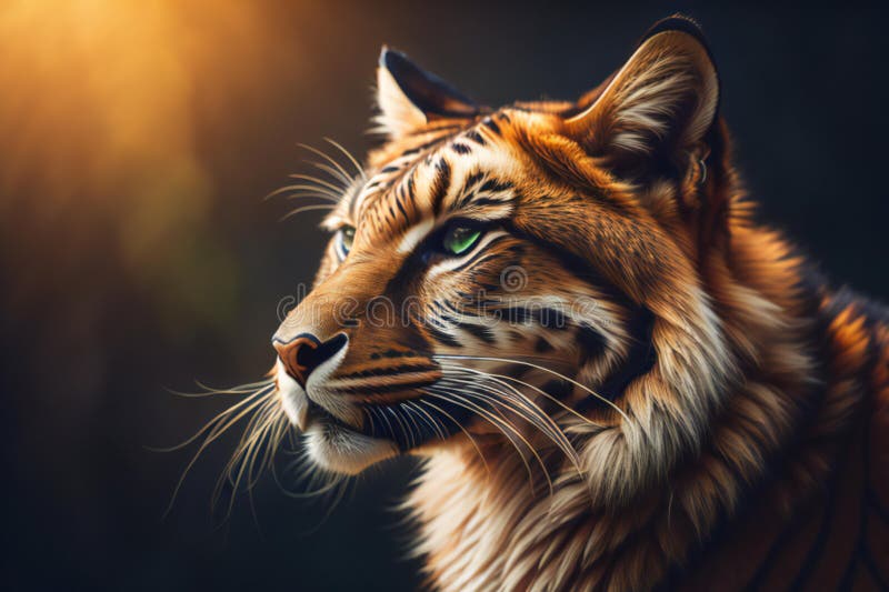 Portrait of a Tiger in the Rays of the Setting Sun. Ai Generated Stock ...