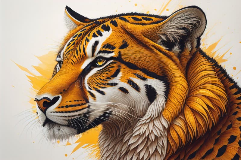 Portrait of a Tiger on a Solid Color Background. Close-up Stock ...