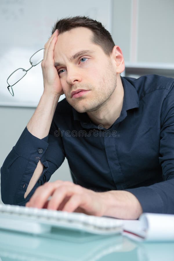 Portrait Tired Man Wearing Glasses Stock Photo - Image of cutout ...
