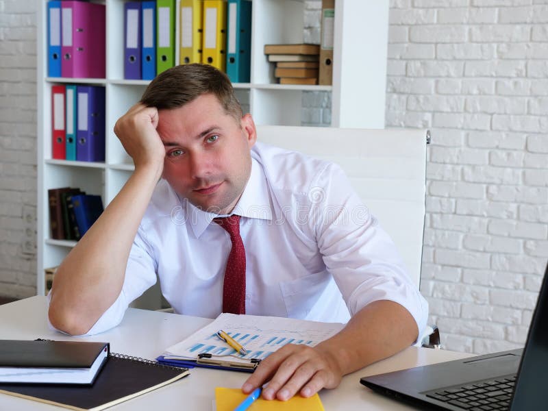 Portrait of Tired Office Worker Looking at the Camera. Stock Image ...