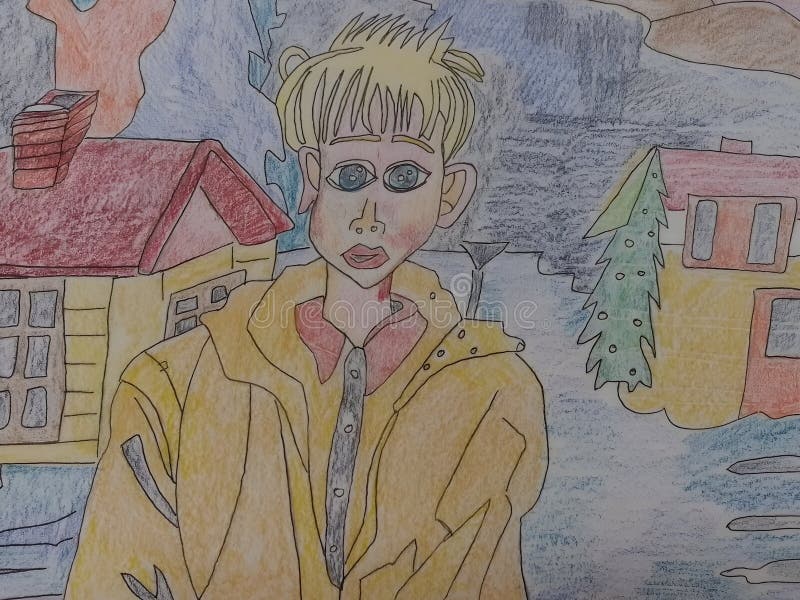 Portrait in a Townscape stock illustration. Illustration of drawing ...