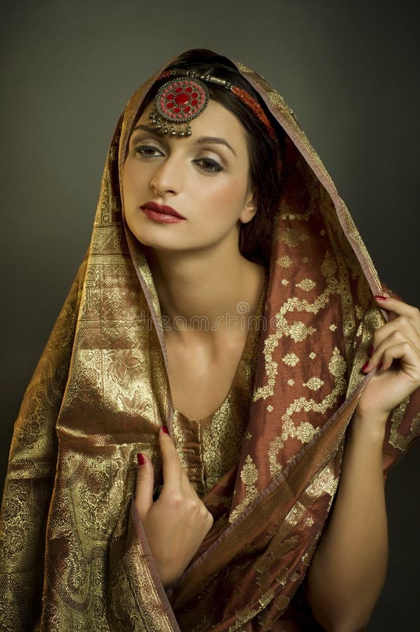 Portrait with Traditional Indian Costume Stock Photo - Image of ...