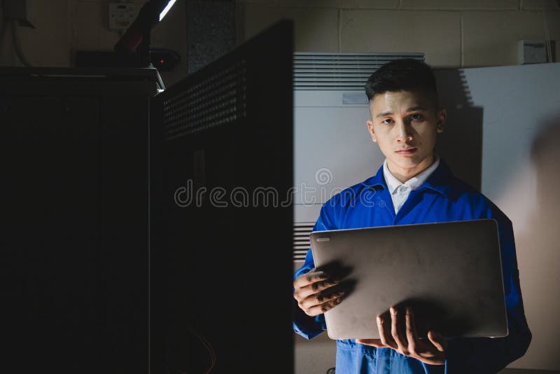 Trainee Technician Holding Industrial Printer Ink Cartridge Stock Photo ...