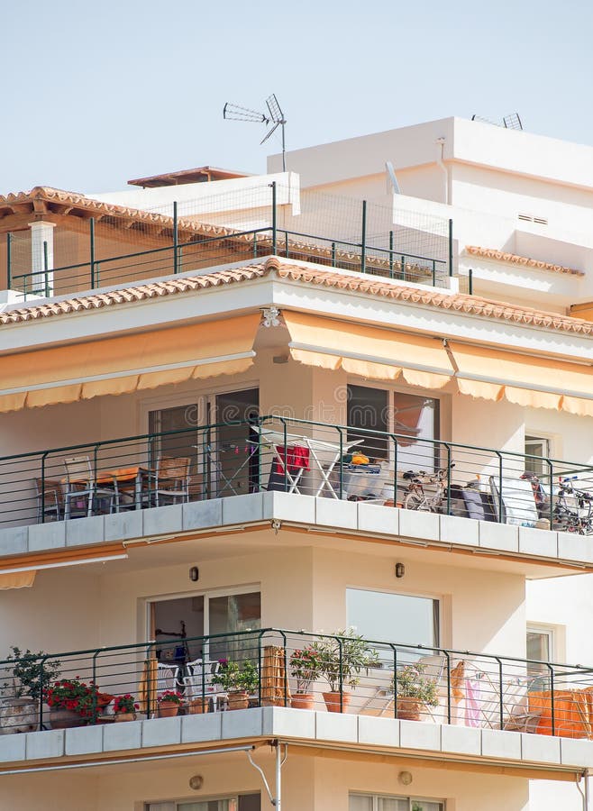 Portrait of Tropical Apartment Building. Stock Image - Image of detail ...