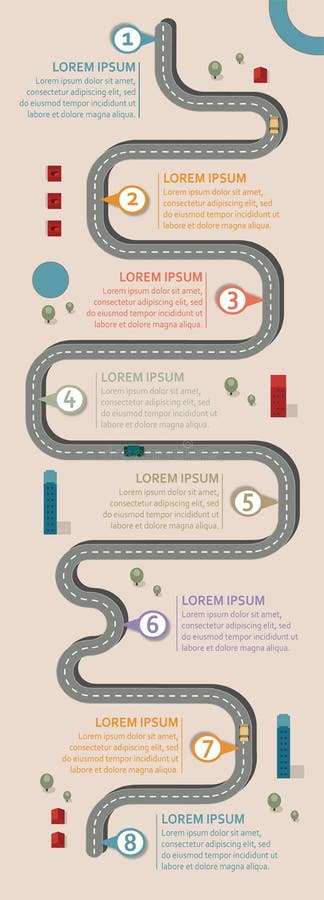 Pastel Coloured Business Workflow Roadmap, Infographic Flat Lay Style ...