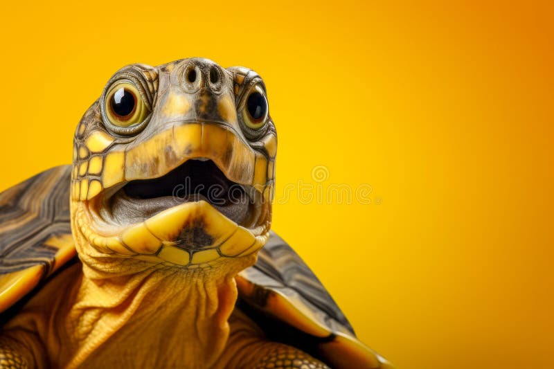 Portrait of Turtle with Funny Surprised Expression on Its Face on ...