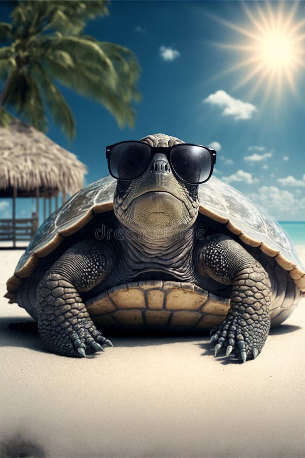 Portrait of Turtle in Sunglasses at the Resort. AI Generated Stock ...